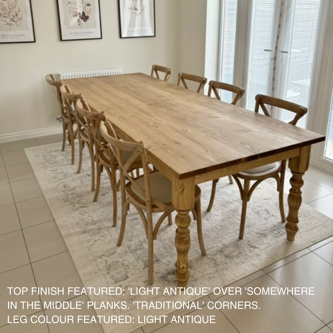 9ft/270cm Rustic Farmhouse Dining Table - Kitchen Table - Reclaimed ...