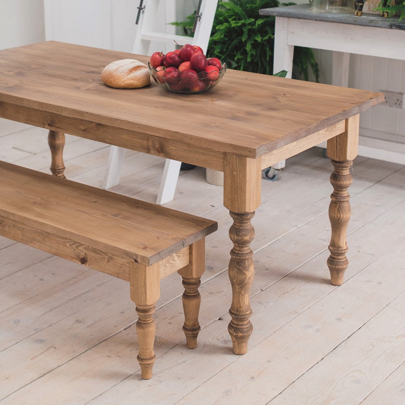Farmhouse Dining Table With Benches Handcrafted Rustic Table - Etsy UK
