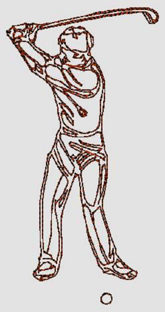 Golfer Outline Machine Embroidery Design | Etsy