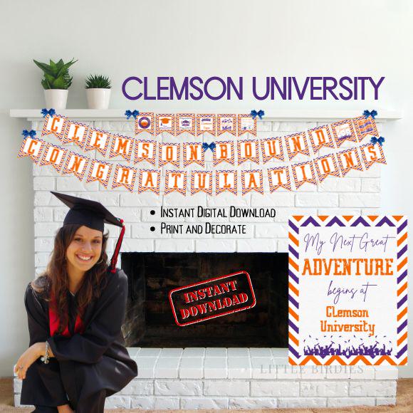 Clemson College Bound Pennant Banner Sign, Graduation Party ...