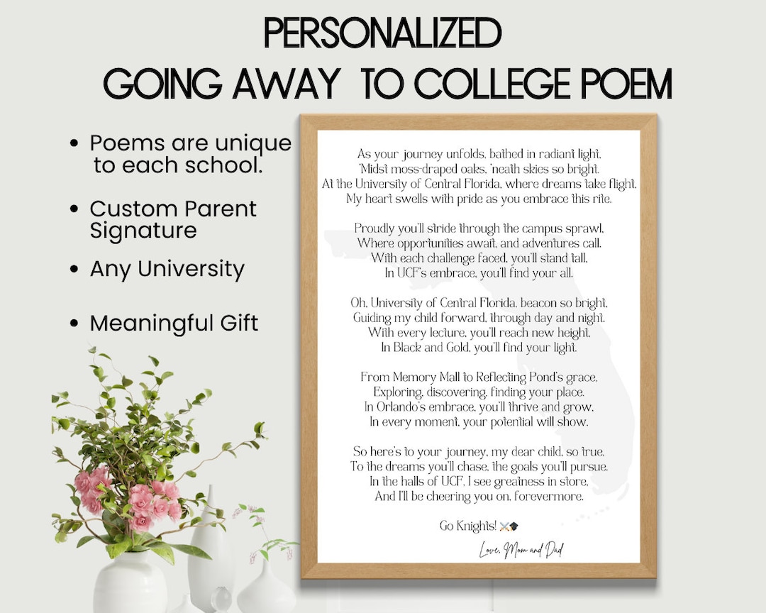 Graduation Gift Going Away to College Personalized Poem | Custom and ...