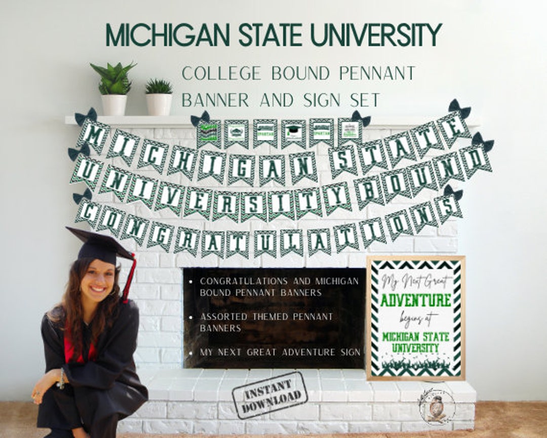 Michigan Bound Pennant Banner Sign, Graduation Party Decor ...