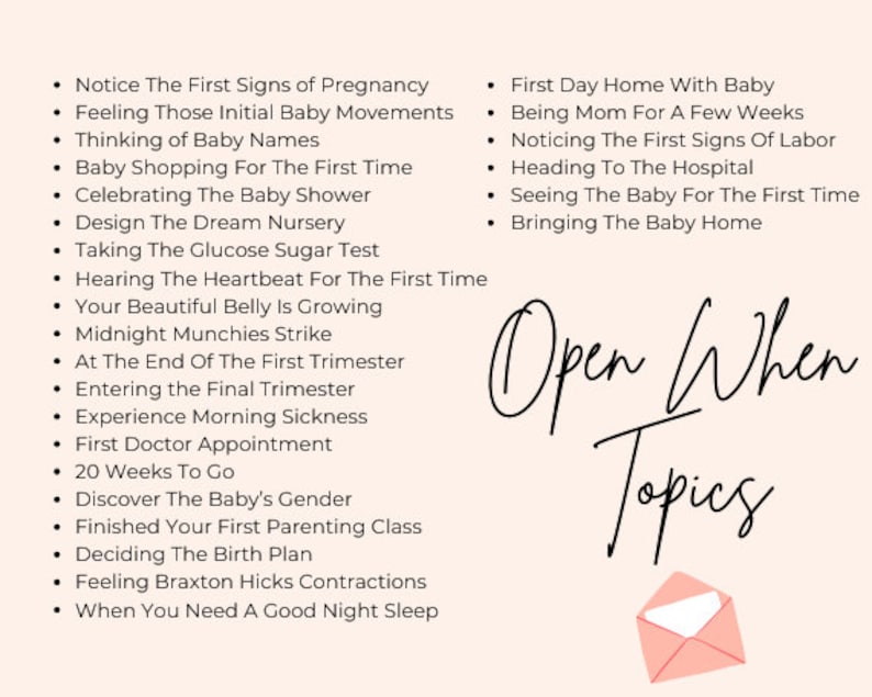 26 Open When Letters for Mom-to-be | Pregnancy Milestone Letter Set ...