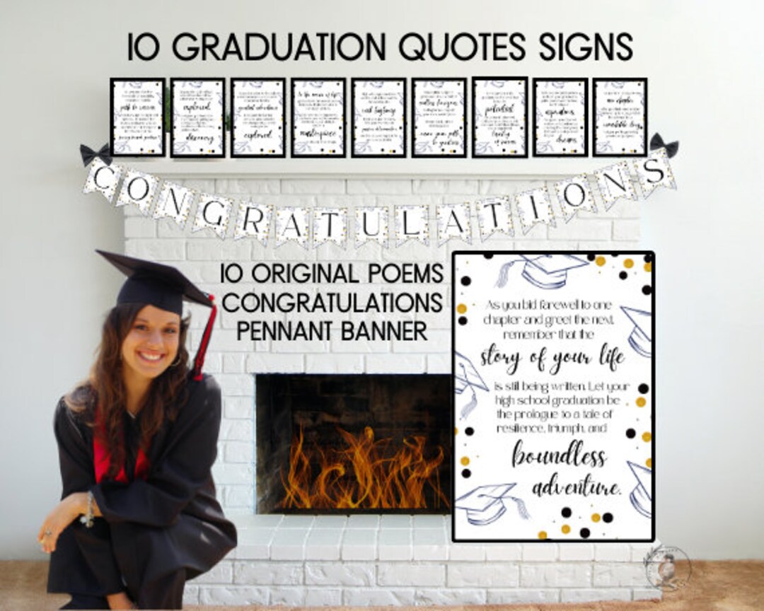 Graduation Party Sign Quote Bundle : 10 Inspirational Art ...