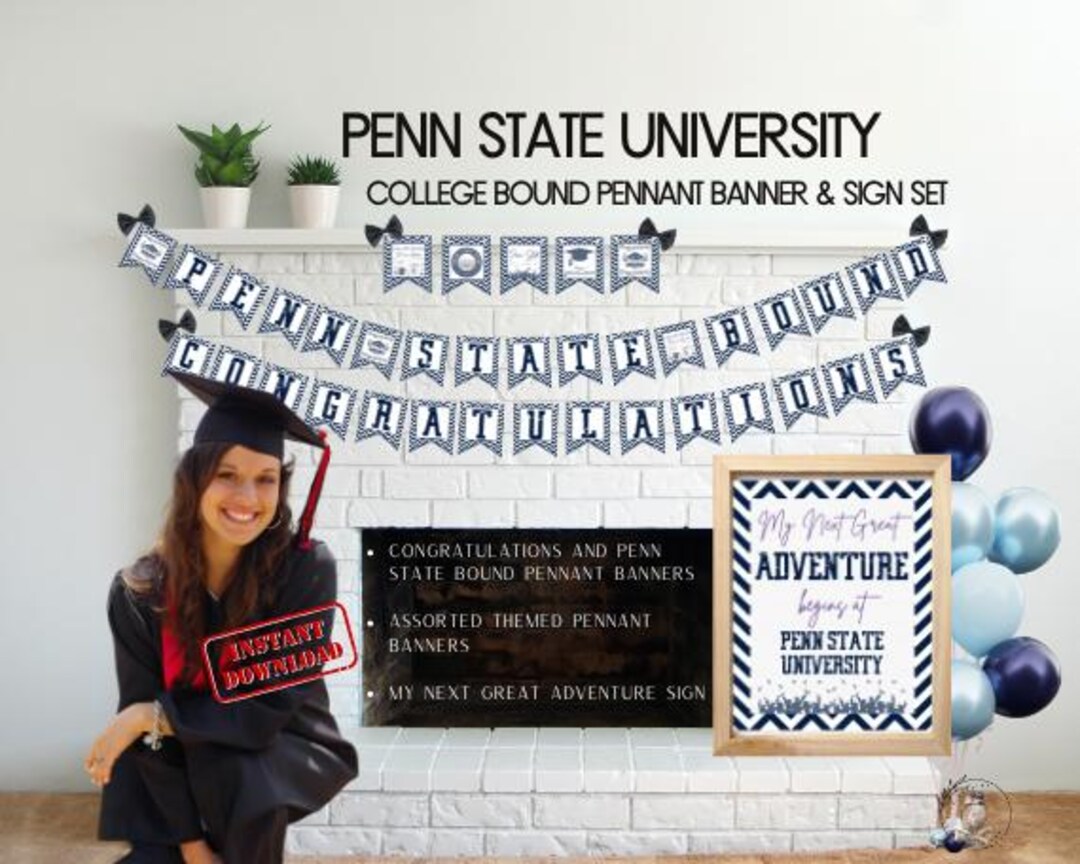 Penn State Bound Pennant Banner Sign, Graduation Party Decorations ...