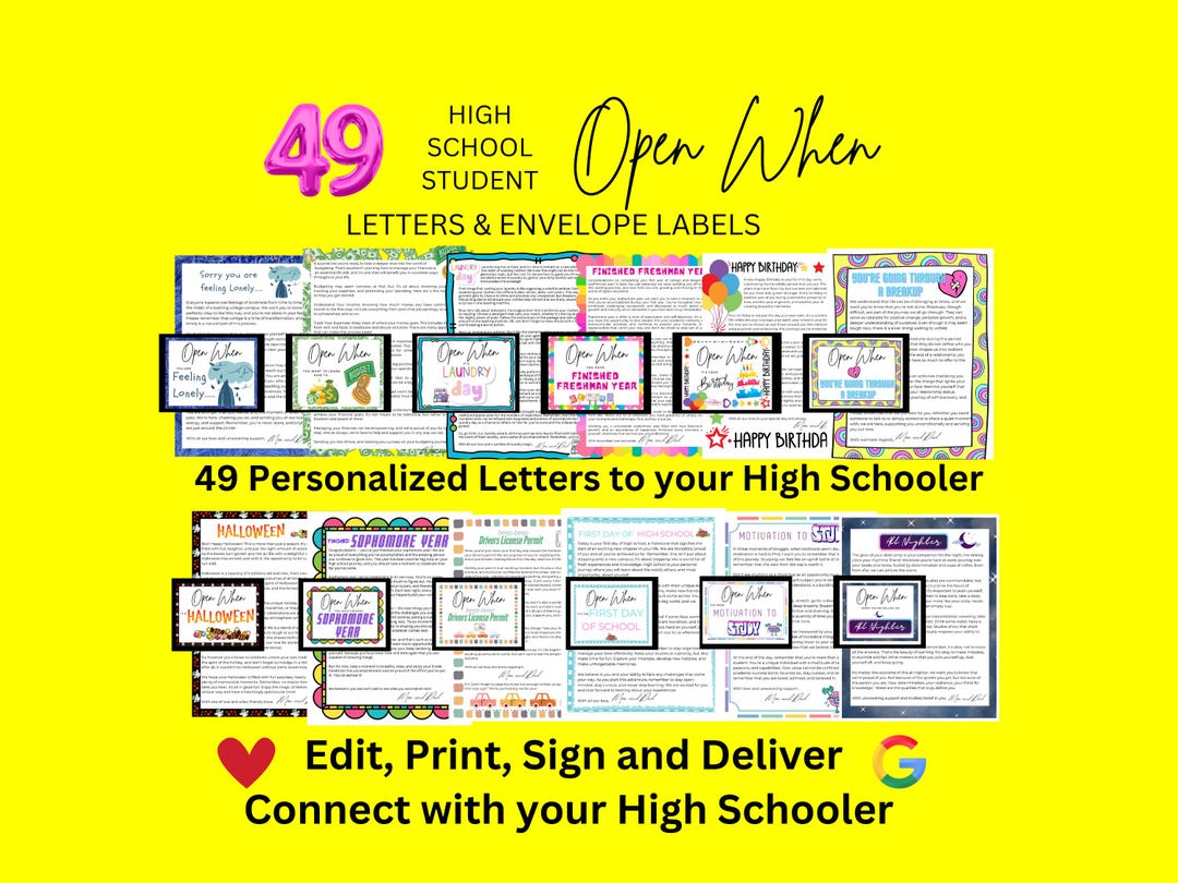 49 Open When Letters & Envelope Labels for High School Students ...