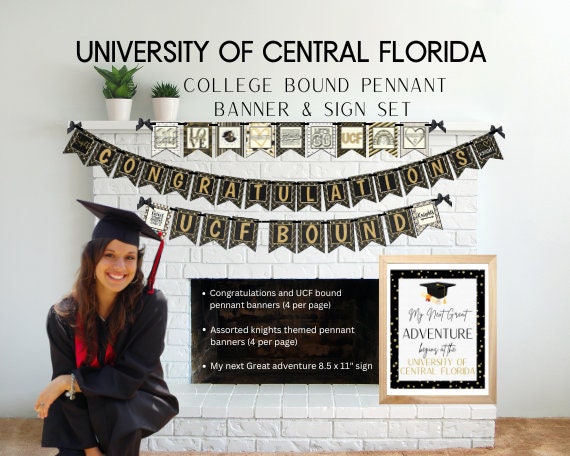 UCF Bound Personalized Graduation Party Decor, Knights Bound Pennant ...