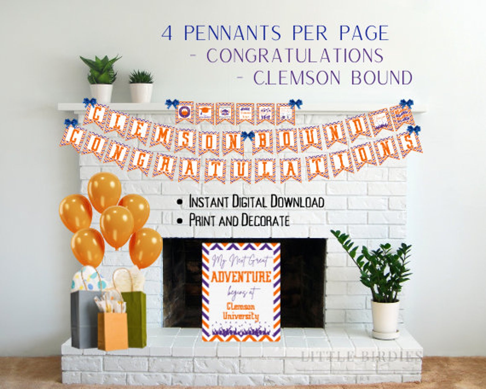 Clemson College Bound Pennant Banner Sign, Graduation Party ...
