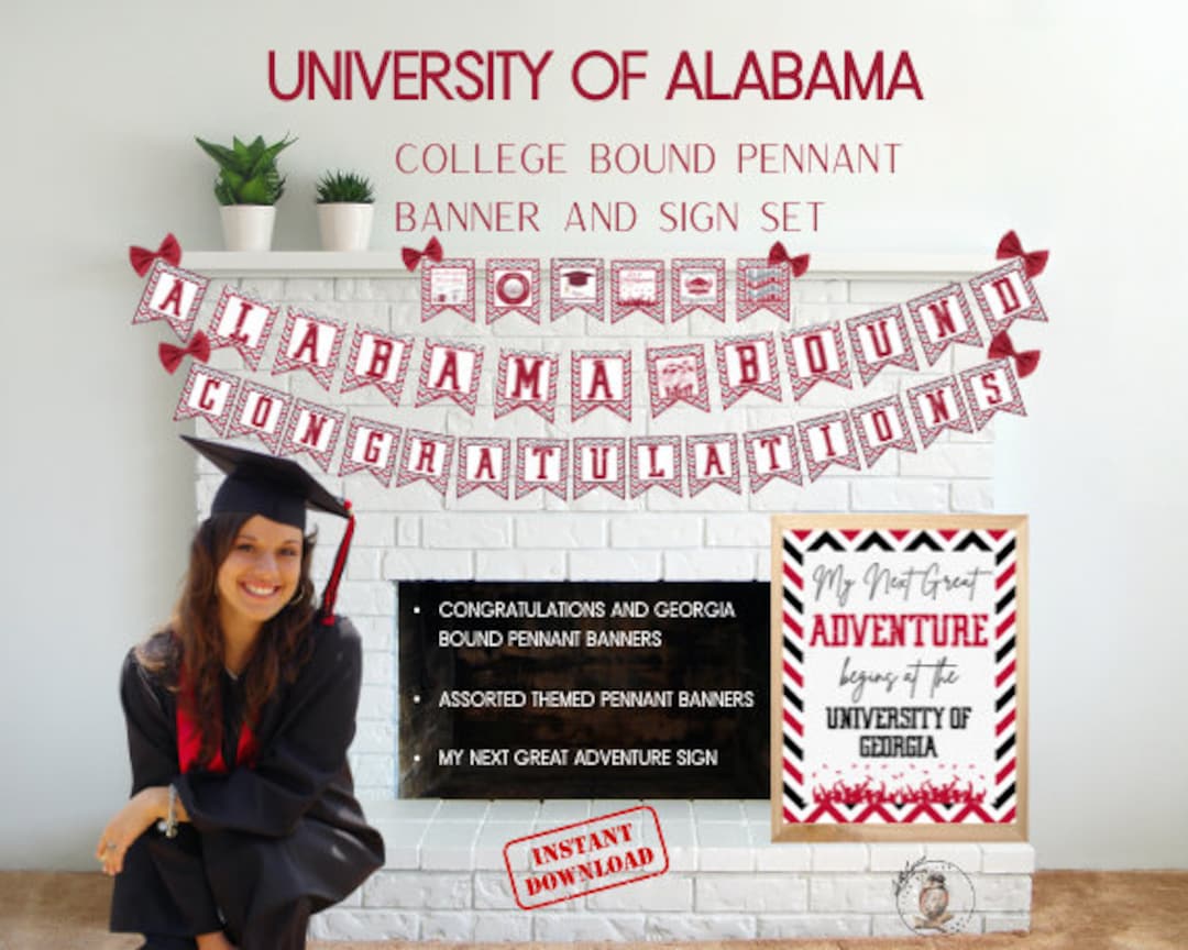 Alabama Bound Pennant Banner Sign, Graduation Party Decorations ...