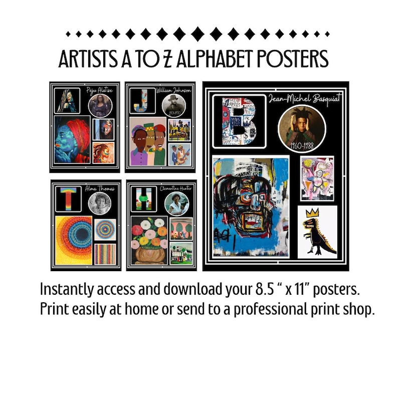 Famous Black American Artists Posters A-Z Bundle | Black History Month ...