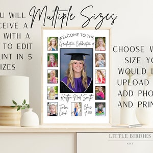 TWO Custom Modern Graduation Day Grad Welcome Photo Collage Yard Signs ...