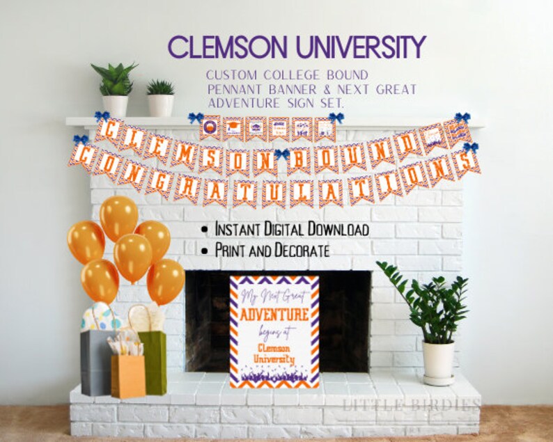 Clemson College Bound Pennant Banner Sign, Graduation Party ...