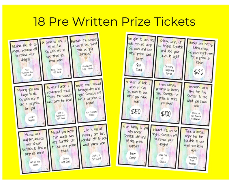 College Student Scratch off Prize Gift Tickets | Gift for COLLEGE ...
