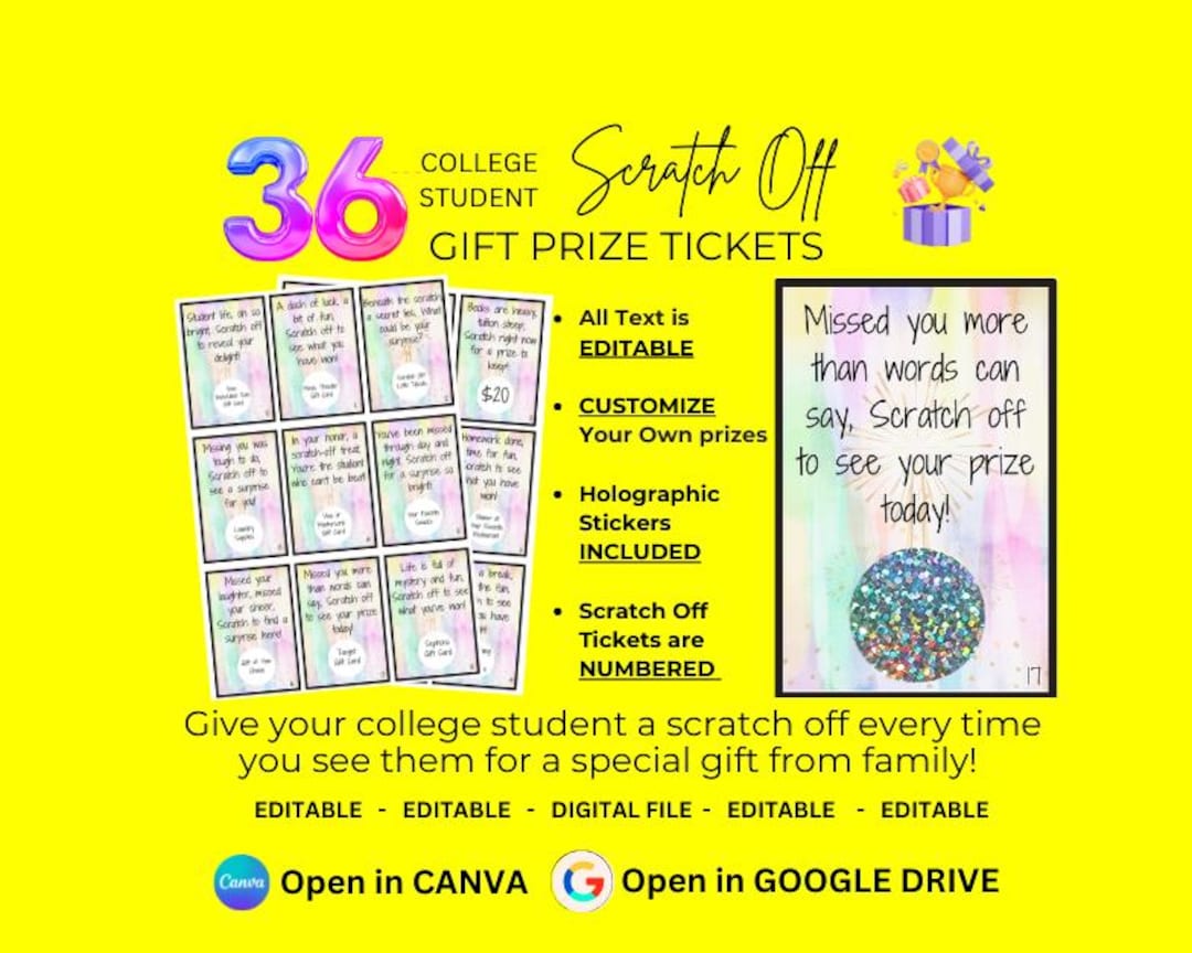 College Student Scratch off Prize Gift Tickets | Gift for COLLEGE ...