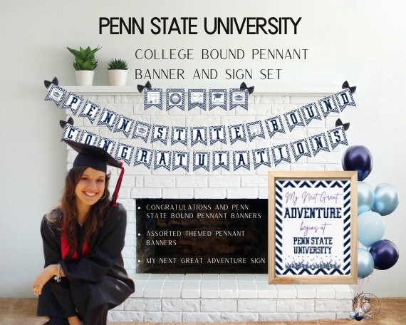 Penn State Bound Pennant Banner Sign, Graduation Party Decorations ...