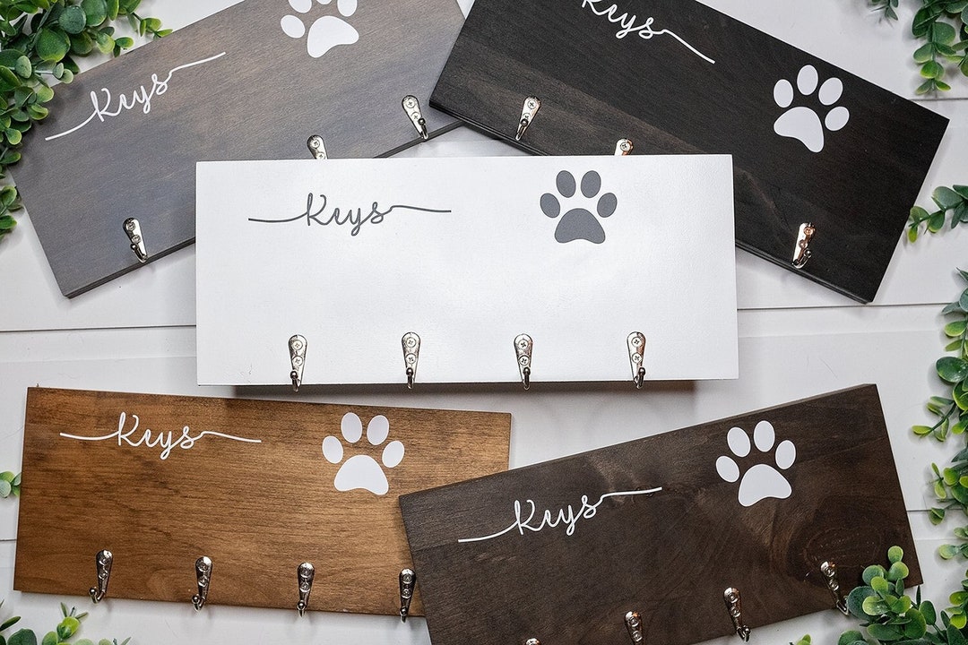 Wooden Key Holder / Entryway Key Sign / Leash Holder / Key and Leash ...