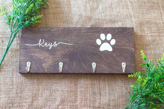 Wooden Key Holder / Entryway Key Sign / Leash Holder / Key and | Etsy