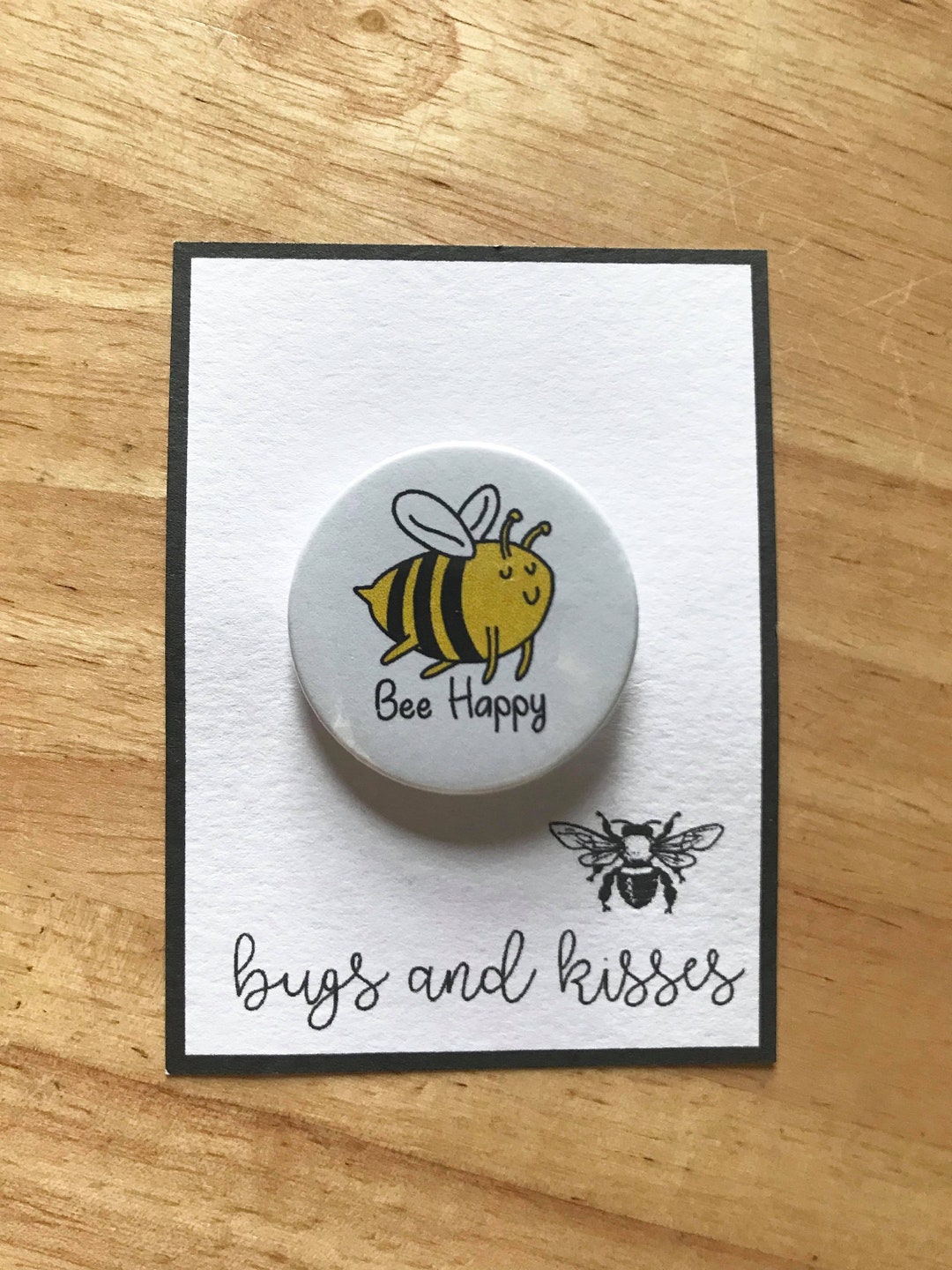 Bee Happy Bug Pun Badge - Etsy