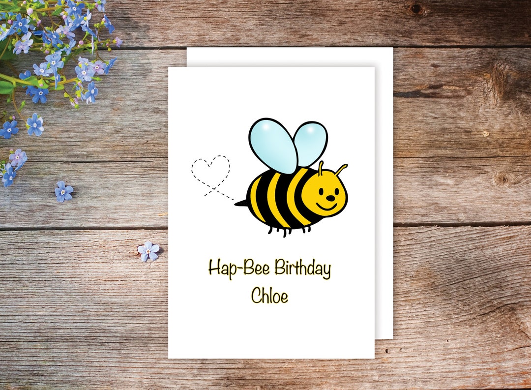 Personalised Birthday Card, Hap-bee Birthday, Bee Card. Size A6 - Etsy