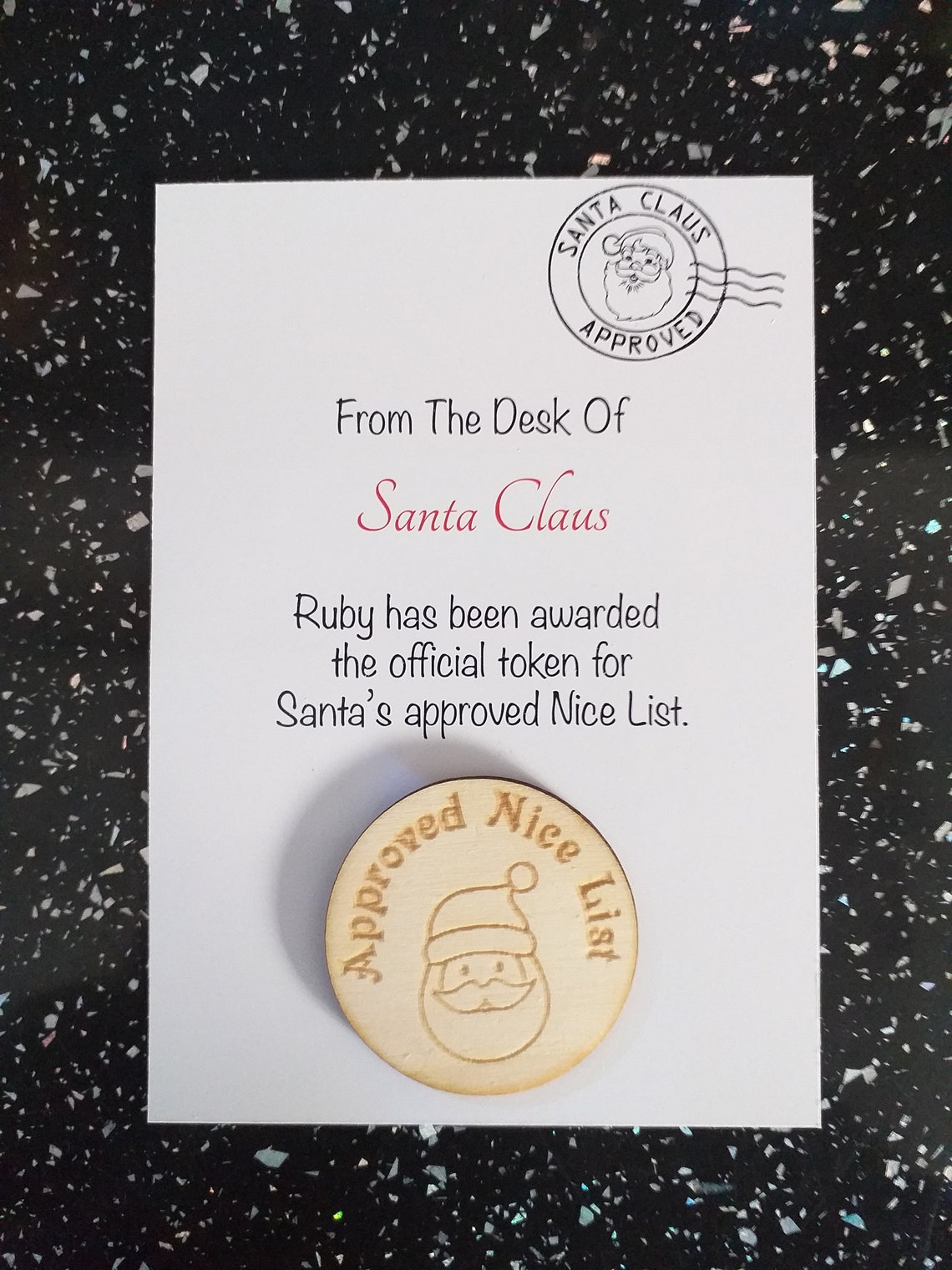 Personalised Santas Nice List Token, Keepsake, Personalised Note, Santa ...