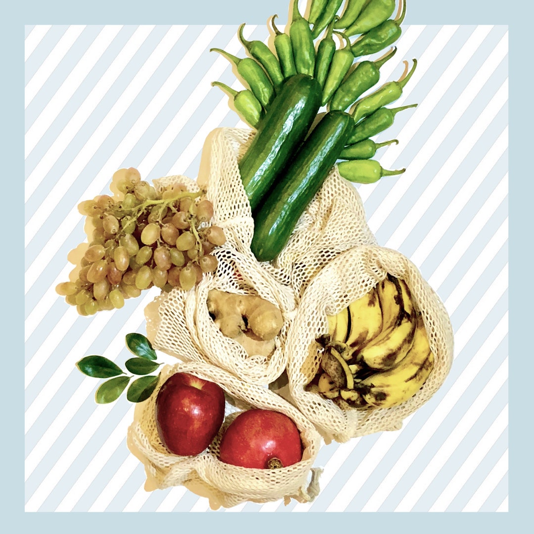 Organic Cotton Mesh Produce Bags, Biodegradable and Reusable Fruits ...