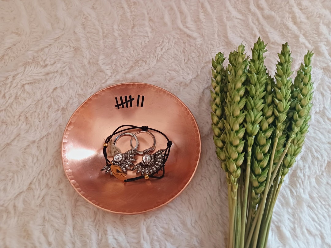 7 Years | 7 Tally Marks | 4'' Handmade Copper Bowl | Wedding or Dating ...