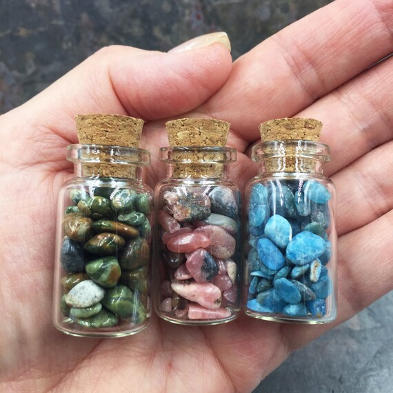 Mini Crystal Chips in Apothecary Bottles 50 Different Crystals Crystal Bottles Crystal Chip Sampler Gemstone Chips US Seller Etsy