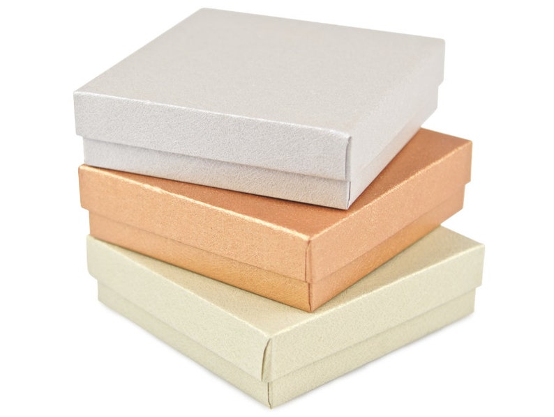 Three (3) Small Gift Boxes With Cotton Pad Filler | the Metallics - 3.5 ...