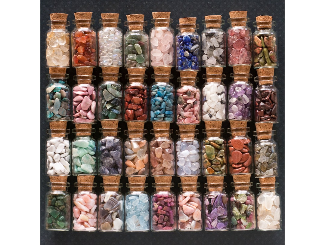 Mini Crystal Chips in Apothecary Bottles | 47 Different Crystals ...