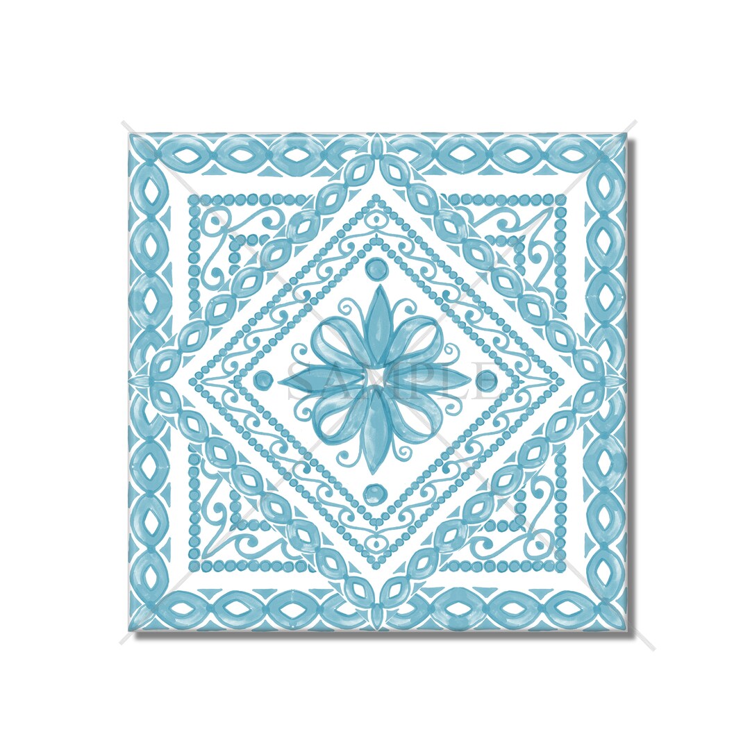 Light Blue and White Ceramic Accent Tile - Decorative Tile Blue Design ...