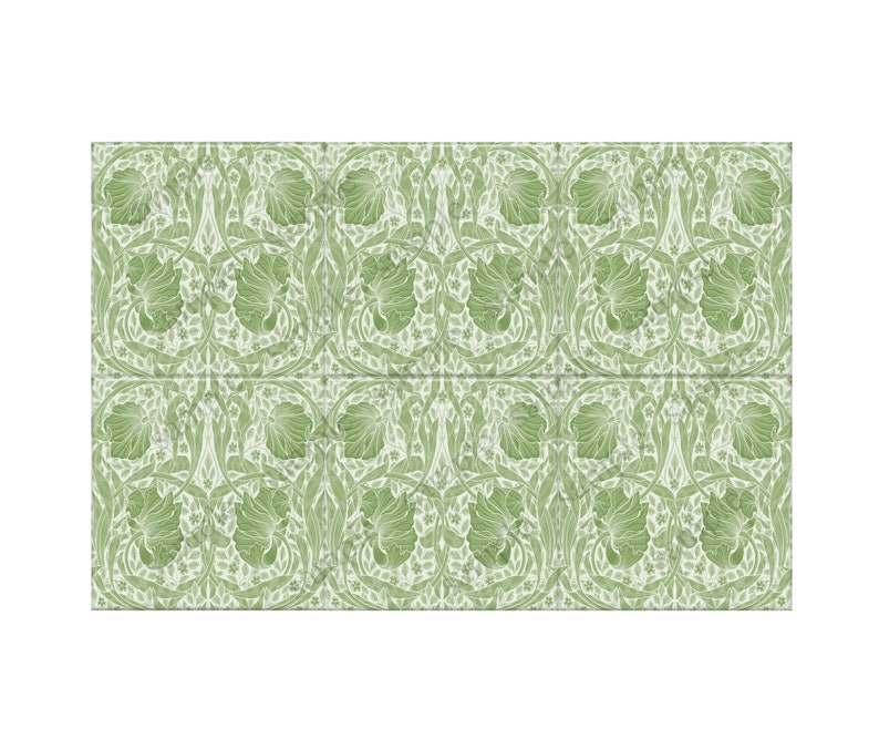 Ceramic Tile Vintage Art Nouveau William Morris Pimpernel Green and ...
