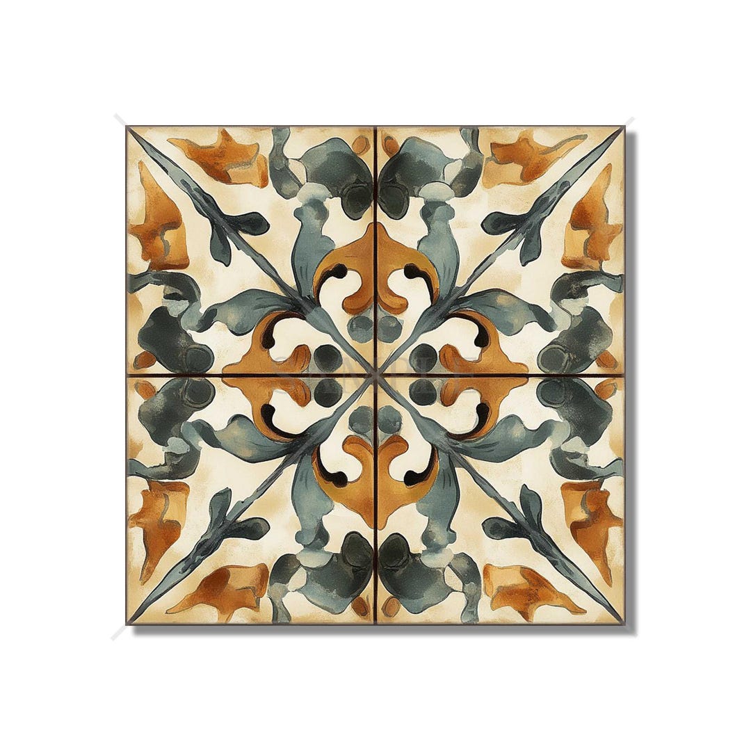 Earth Tones Ceramic Tile - Green Rust Kitchen Backsplash Tile ...