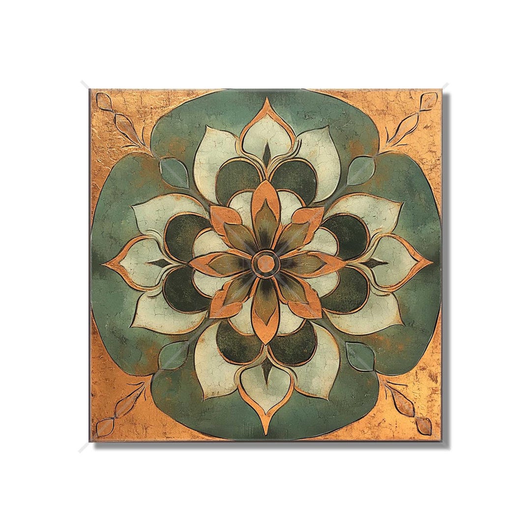 Aged Green Copper Ceramic Tile - Vintage Aged Design Tile - Unique ...