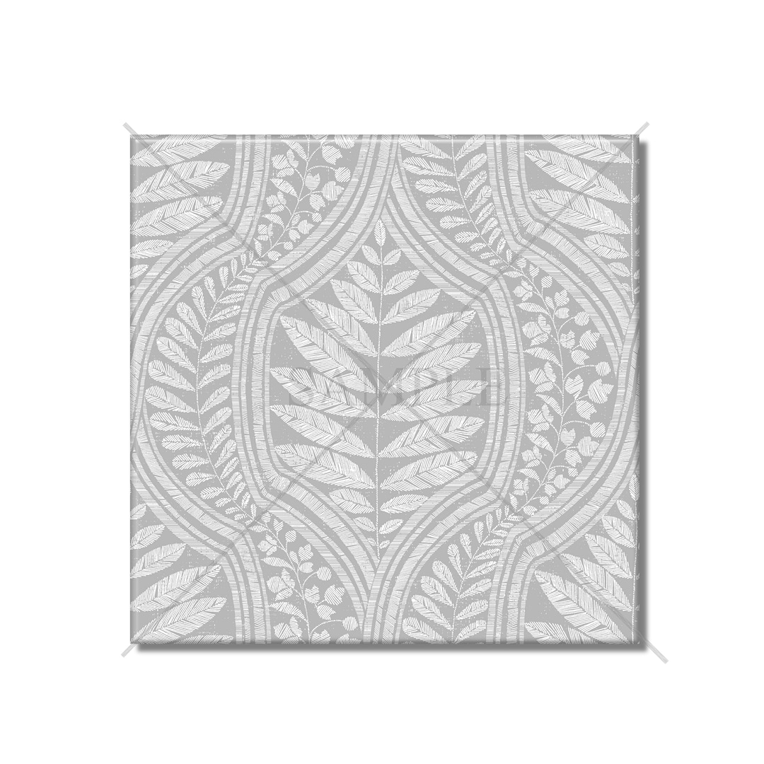 Grey Botanical Leaf Pattern Ceramic Tile - Leaf Design Ceramic Kitchen ...