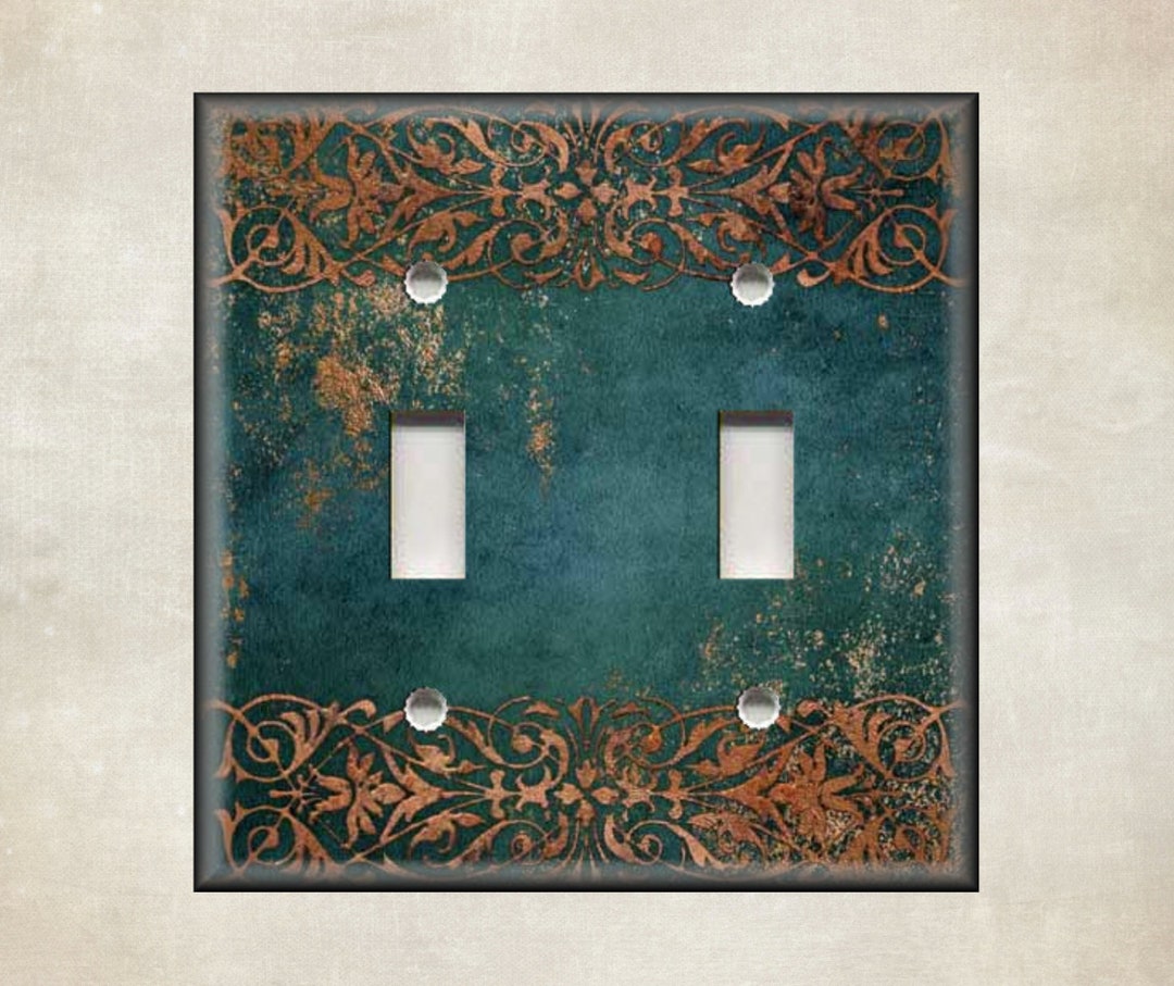 Aged Copper Patina With Teal Home Decor - Metal Light Switch Cover ...