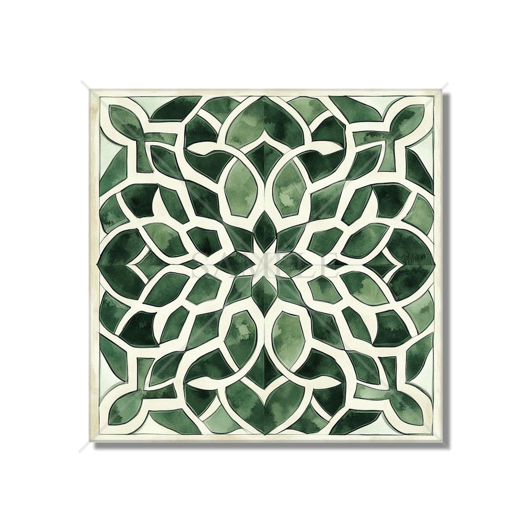 Pine Green Ceramic Tile - Vintage Moroccan Tile Design Green Kitchen ...