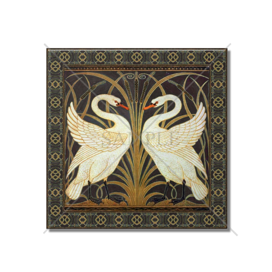 Art Nouveau Swans Ceramic Tile Vintage Swan Design Tile Kitchen ...