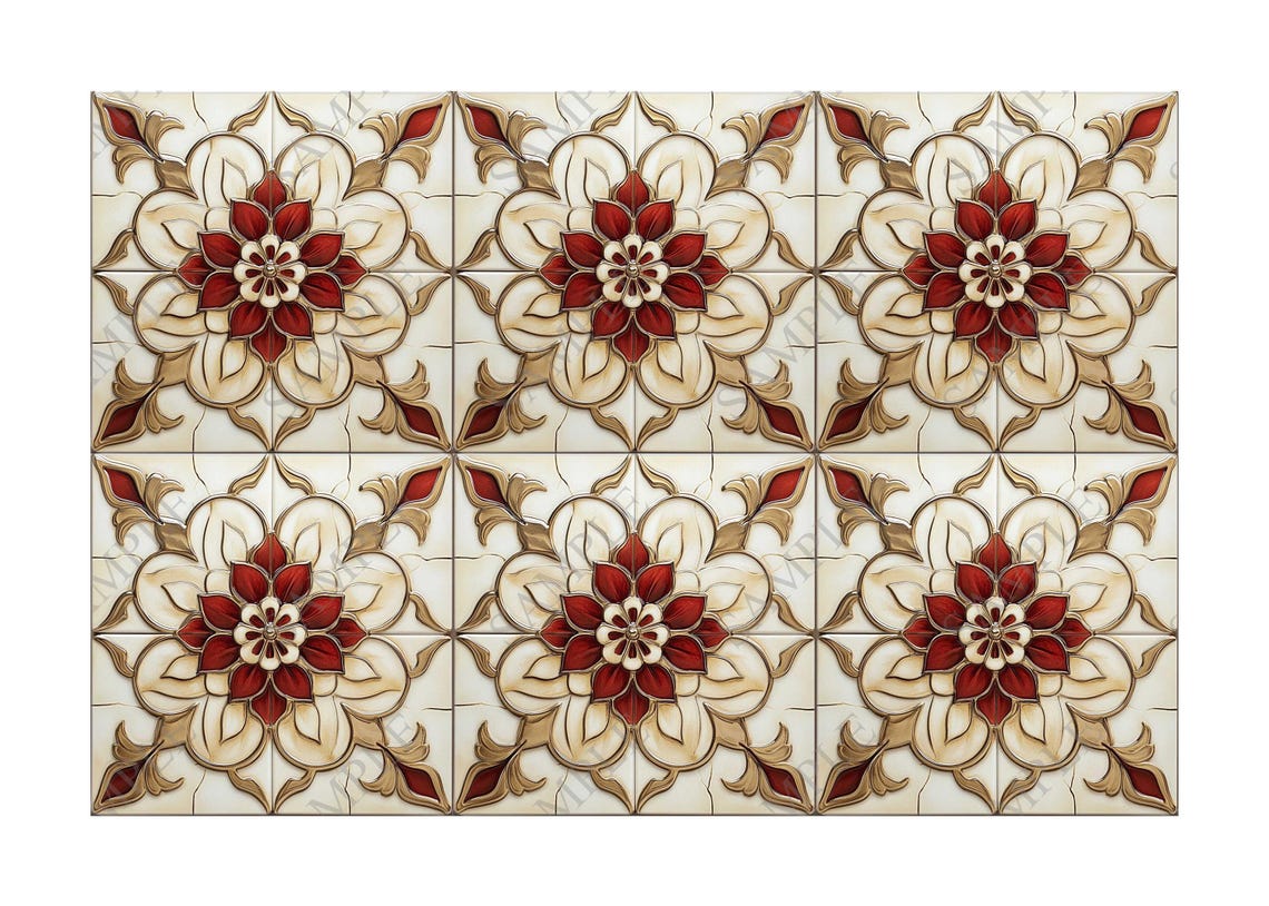 Red Ceramic Tile Unique Patterned Red Kitchen Backsplash Tiles Red ...