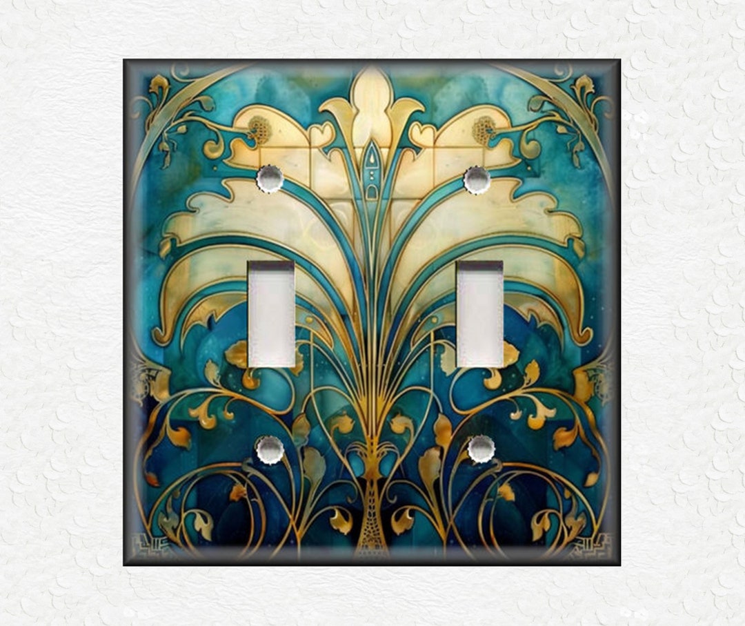 Elegant Turquoise Blue Metal Light Switch Plate Covers and Outlet ...
