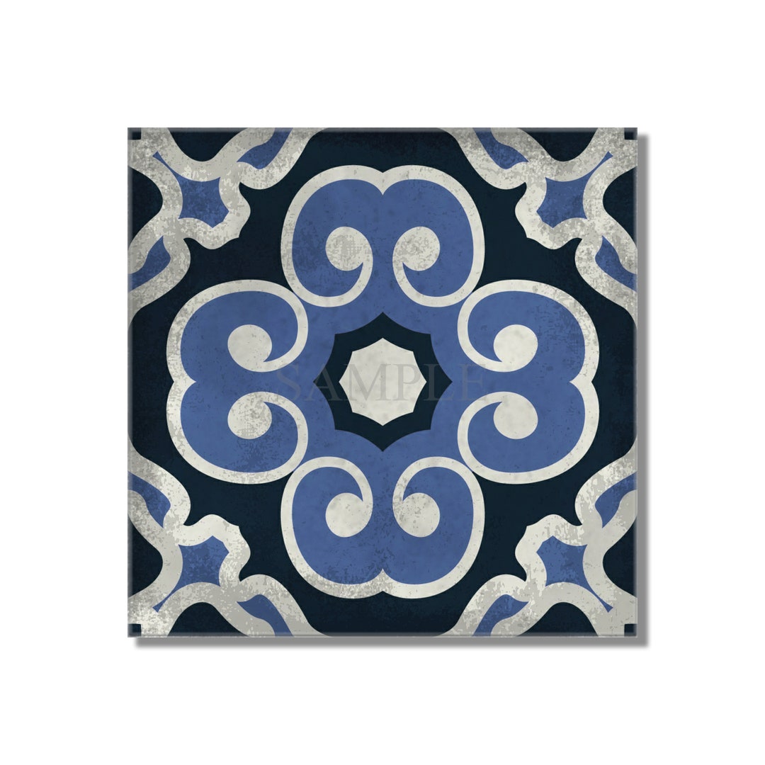 Ceramic Tile Kitchen Backsplash Tile Vintage Dark Blue - Bathroom Tile ...