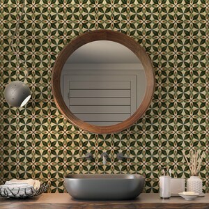 Green Rust Cream Backsplash Tile Vintage Moroccan Tile Design Kitchen ...