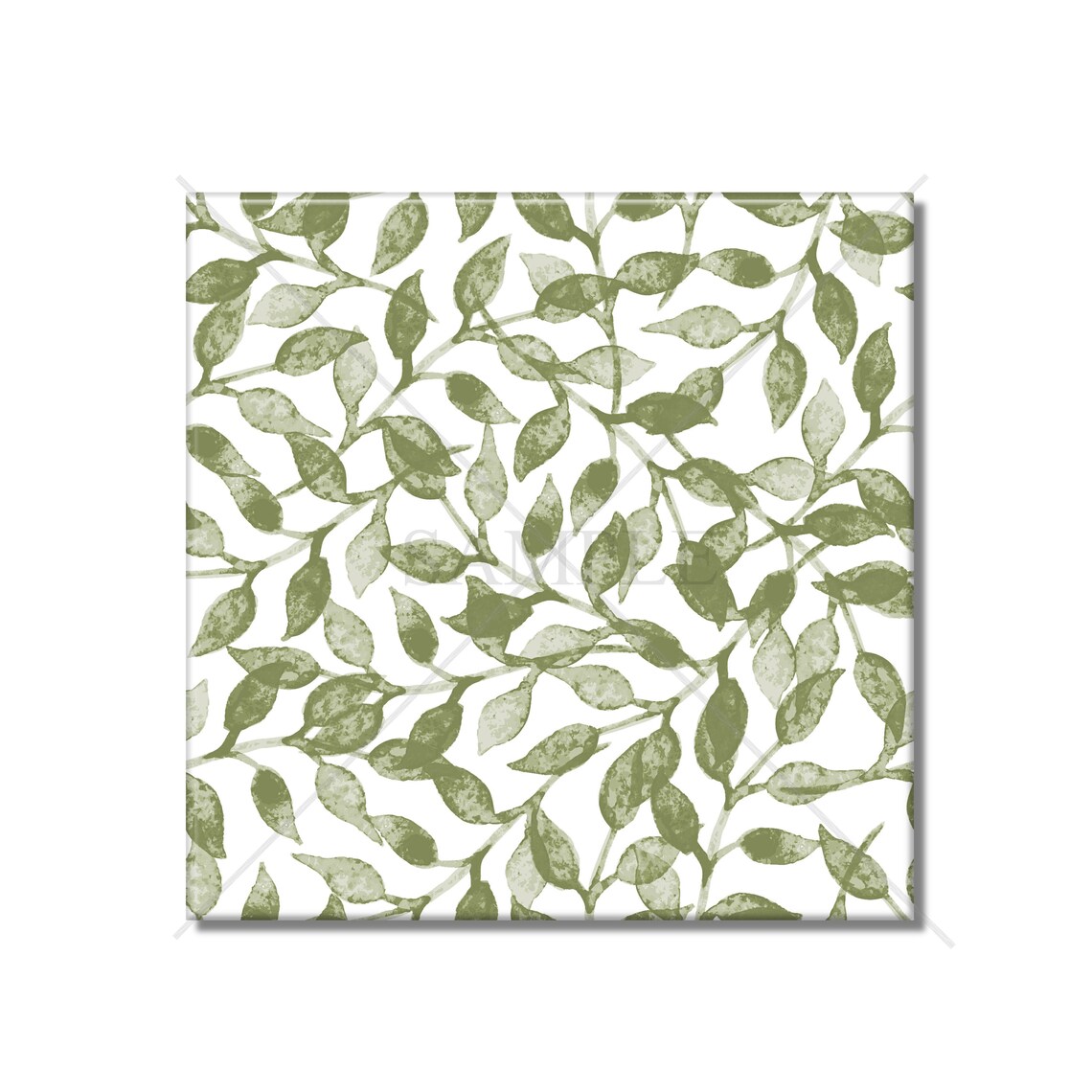 Sage Green Leaves Ceramic Tile - Leaf Design Tile - Kitchen Backsplash ...