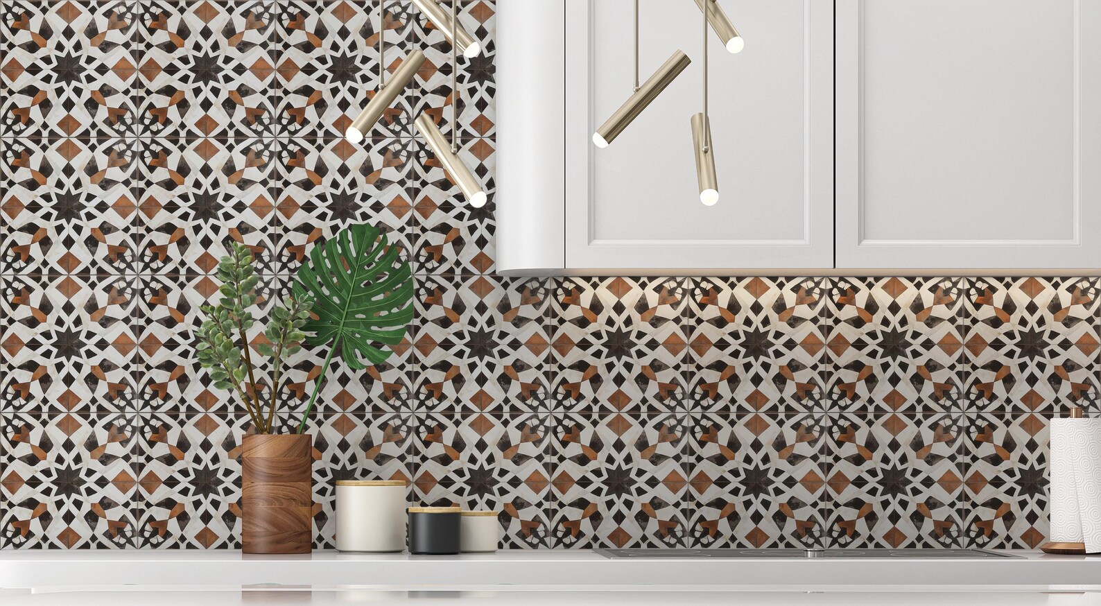 Rustic Black and Brown Ceramic Tile - Patterned Tile Backsplash ...