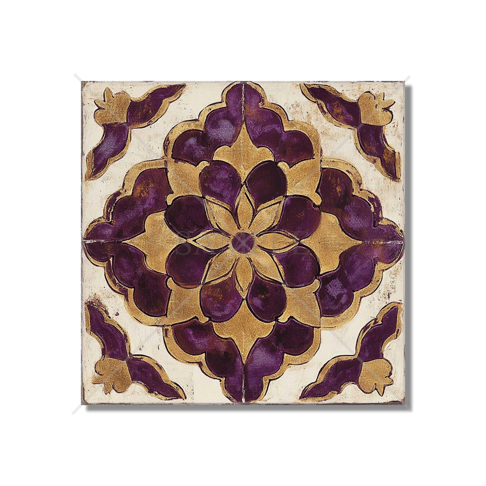 Purple Antique White Ceramic Tile Purple Patterned Unique Kitchen ...