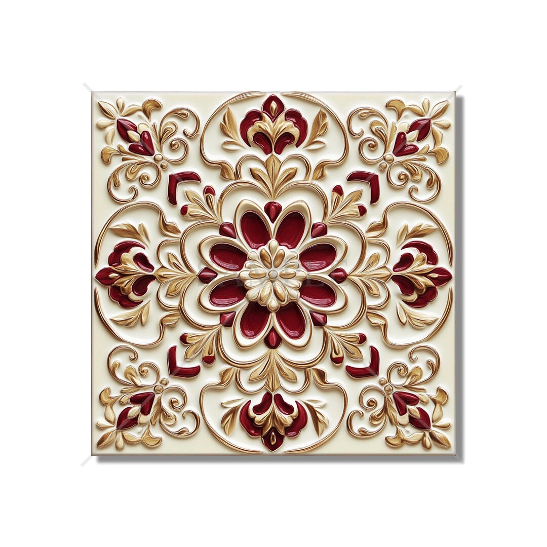 Red Ceramic Tile Unique Patterned Red Kitchen Backsplash Tiles Red ...