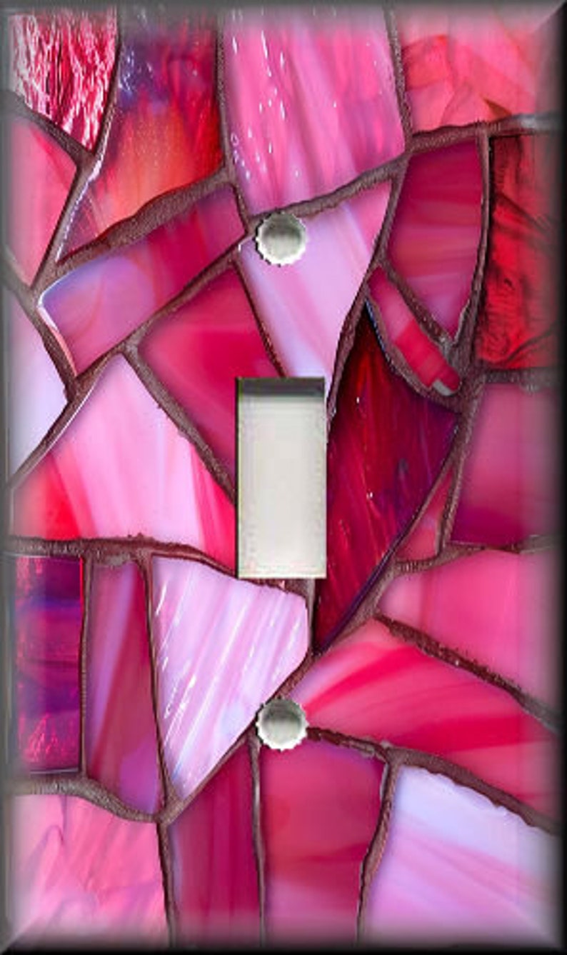 Pink Stained Glass Mosaic Design - Metal Switch Plate Covers and Outlet ...