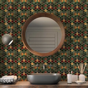 Green Copper Ceramic Tile Moroccan Kitchen Backsplash Tile - Bathroom ...