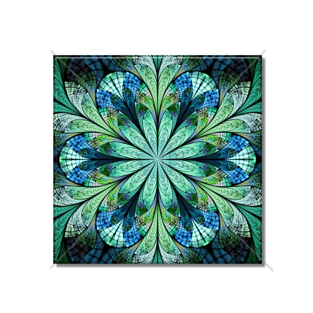 Blue and Green Patterned Ceramic Cathedral Tile Kitchen Backsplash Tile ...