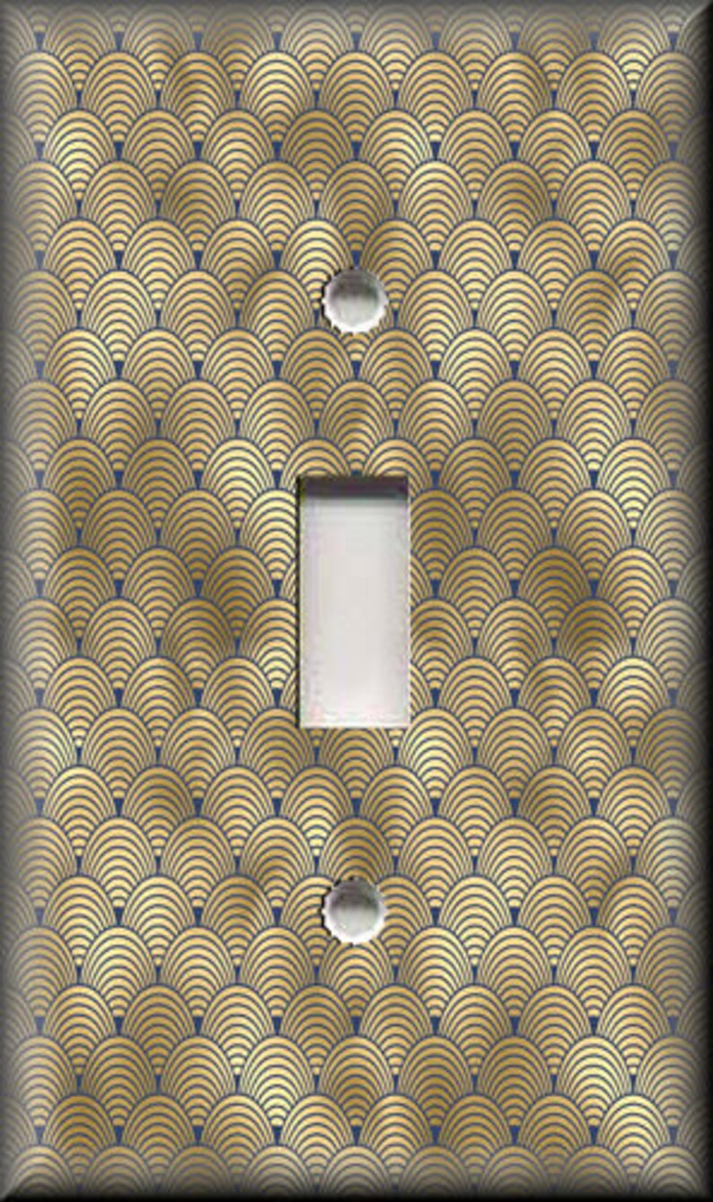 Art Deco Decor Navy Blue Gold Art Deco Metal Light Switch - Etsy