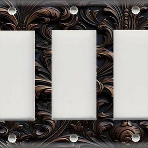Carved Wood Design Metal Switch Plate and Outlet Covers - Unique ...